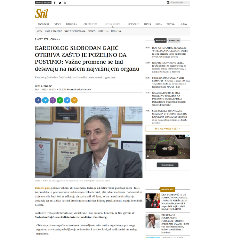 Doktor Slobodan Gajić otkriva zašto je dobro da postimo